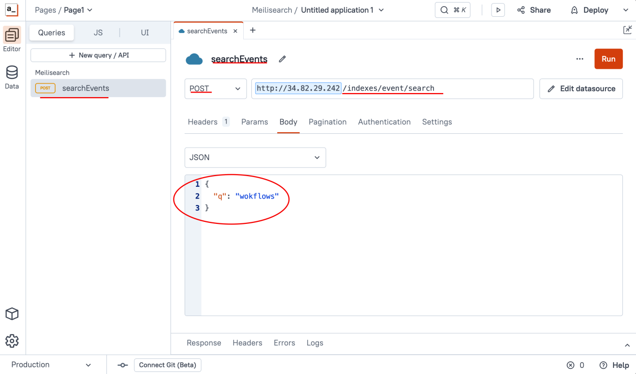 Integrating Meilisearch with Appsmith | Appsmith Community Portal